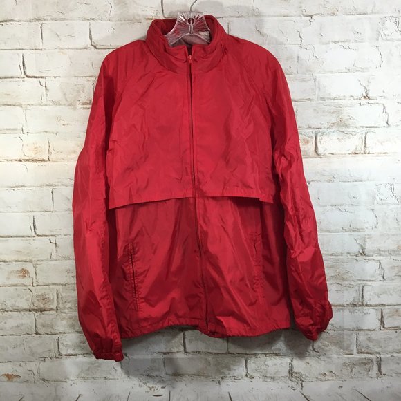 Jackets & Coats | Woolrich Men Med Red Full Zip Packable Hooded Rain ...